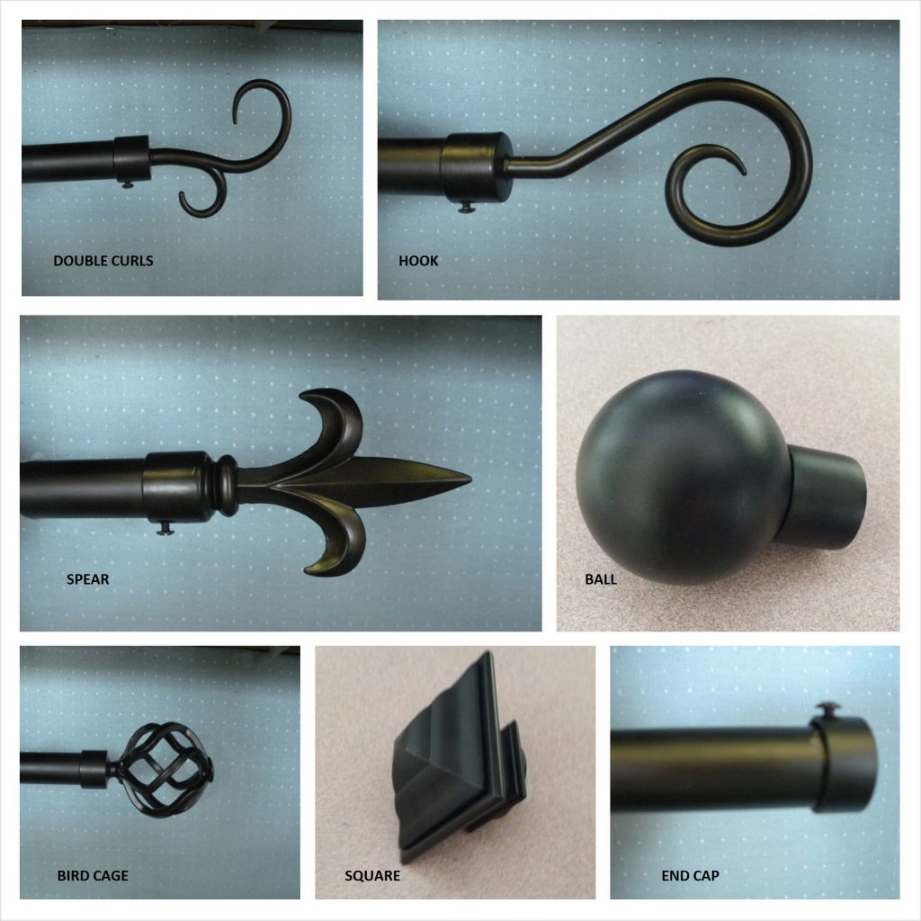 Black Assorted Finials for 1″ Iron Rod – Linen Superstore